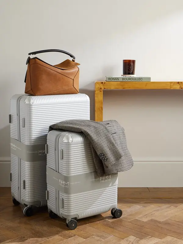 FPM MILANO Bank Zip Deluxe M 55cm Leather-trimmed Polycarbonate Spinner Suitcase - Gray