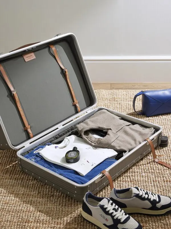FPM MILANO Bank Spinner 76cm Leather-trimmed Aluminium Suitcase - Gray