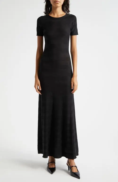 Emporio Armani Stripe Maxi Dress - Solid Black