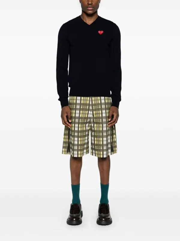 Play Comme Des Garcon Heart-patch Wool Jumper - Blue