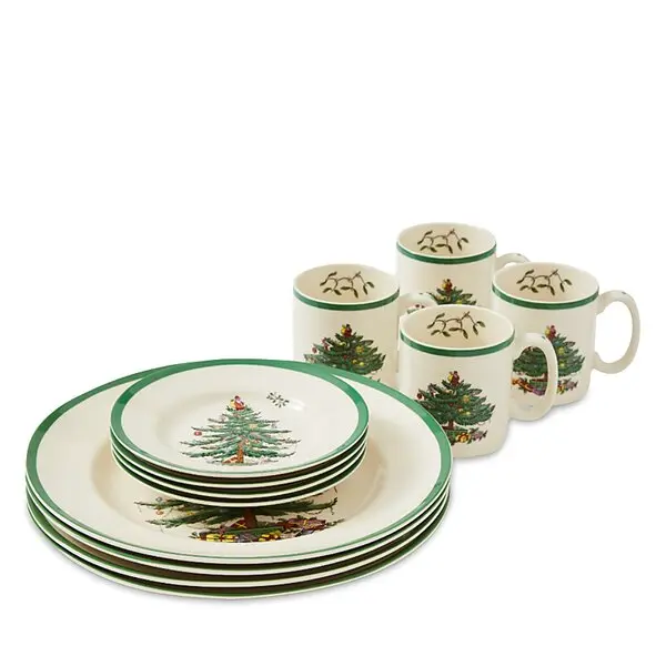 SPODE Christmas Tree 12-piece Dinnerware Set, Service For 4