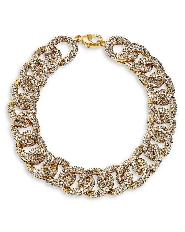 Bloomingdale'S Diamond And 14k Yellow Link Bracelet
