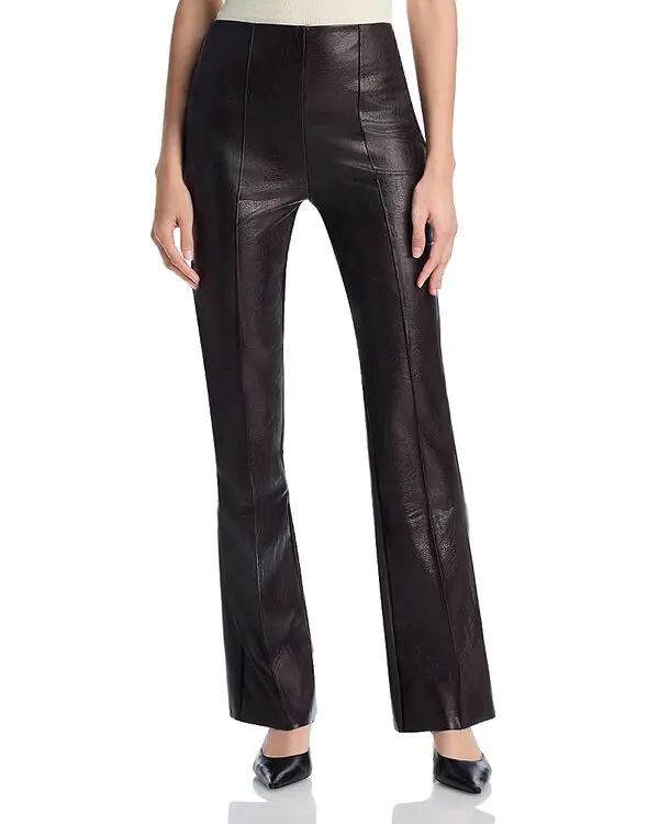 Lyssé Textured Faux Leather Trousers - Double Espresso