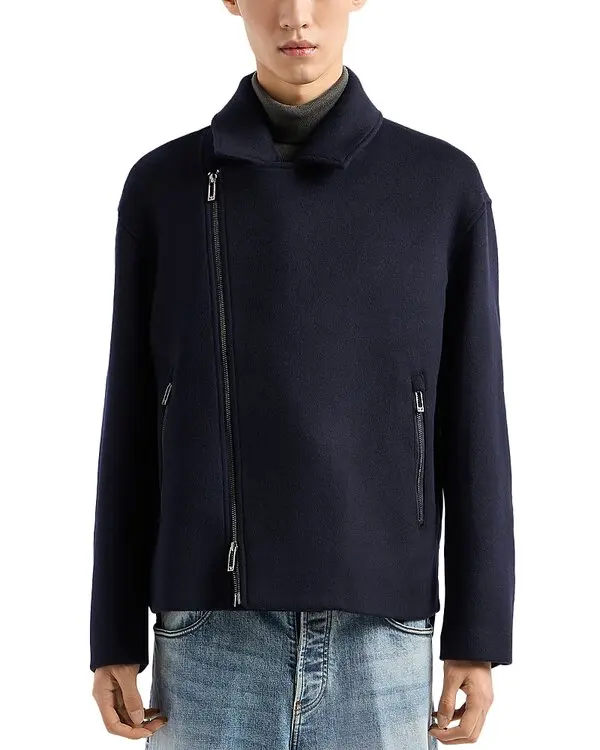 Emporio Armani Asymmetrical Wool Biker Jacket