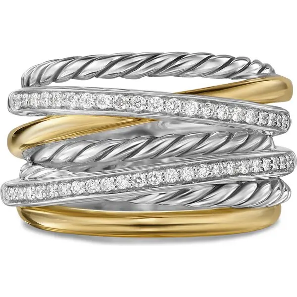 David Yurman Crossover Seven-row Ring With Diamond