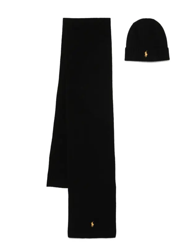 Ralph Lauren Pony-motif Scarf And Beanie Set