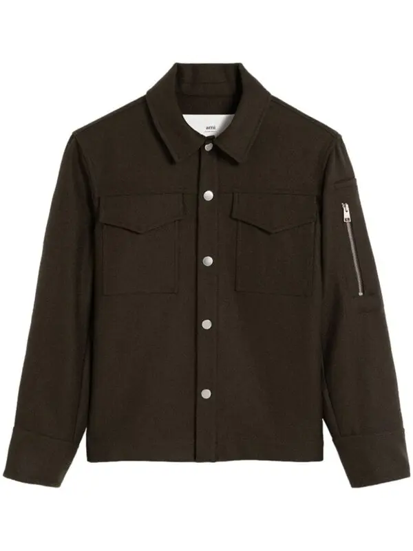 Ami Button-up Wool Shirt Jacket