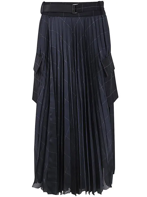 Sacai Windowpane Pleated Skirt