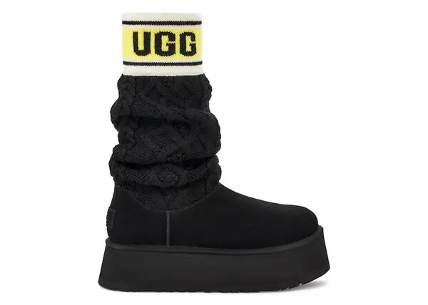 UGG Classic Sweater Letter Boots - Black
