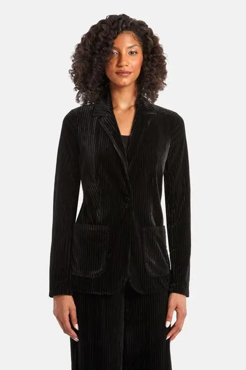 CAPSULE 121 Velvet Knit Pinwheel Blazer - Black