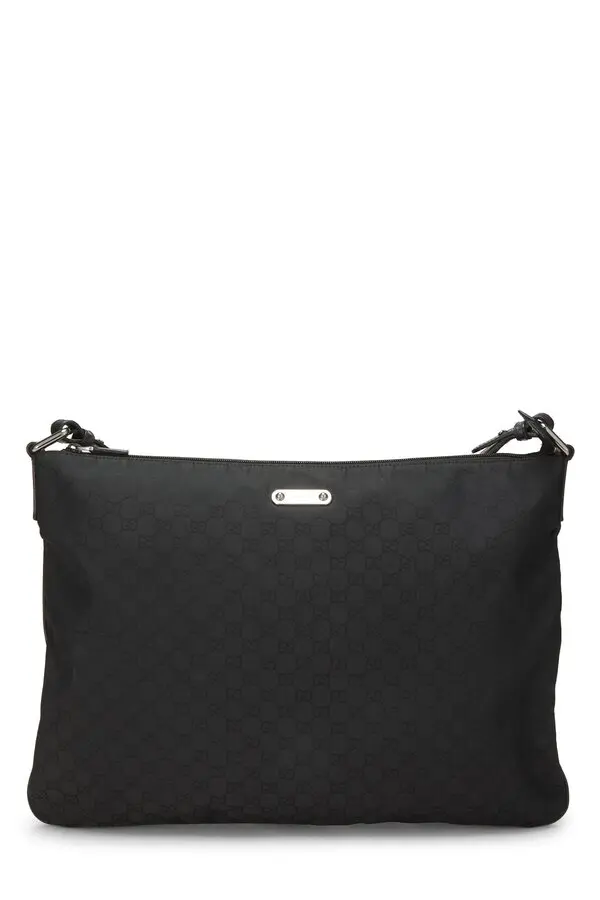 Gucci Gg Nylon Flat Messenger Large - Black