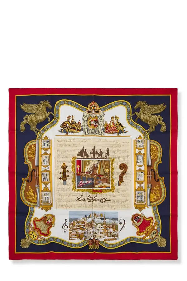 Hermès Multicolor 'salzburg' Silk Scarf 90 - Red