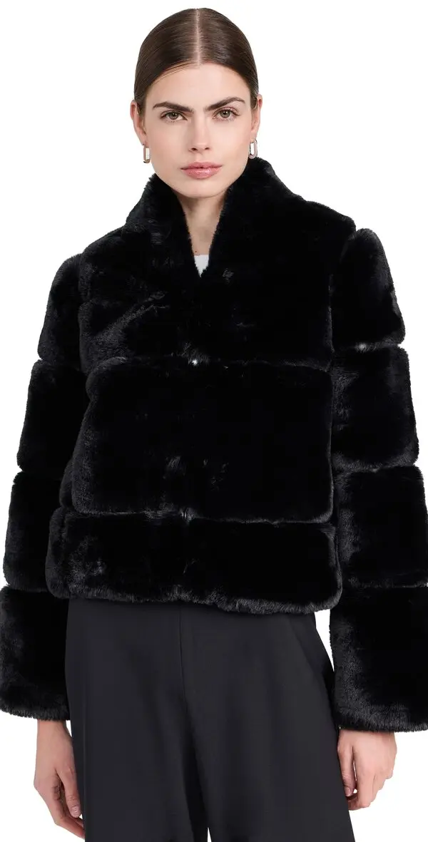 Apparis Sai Faux Fur Short Coat - Noir