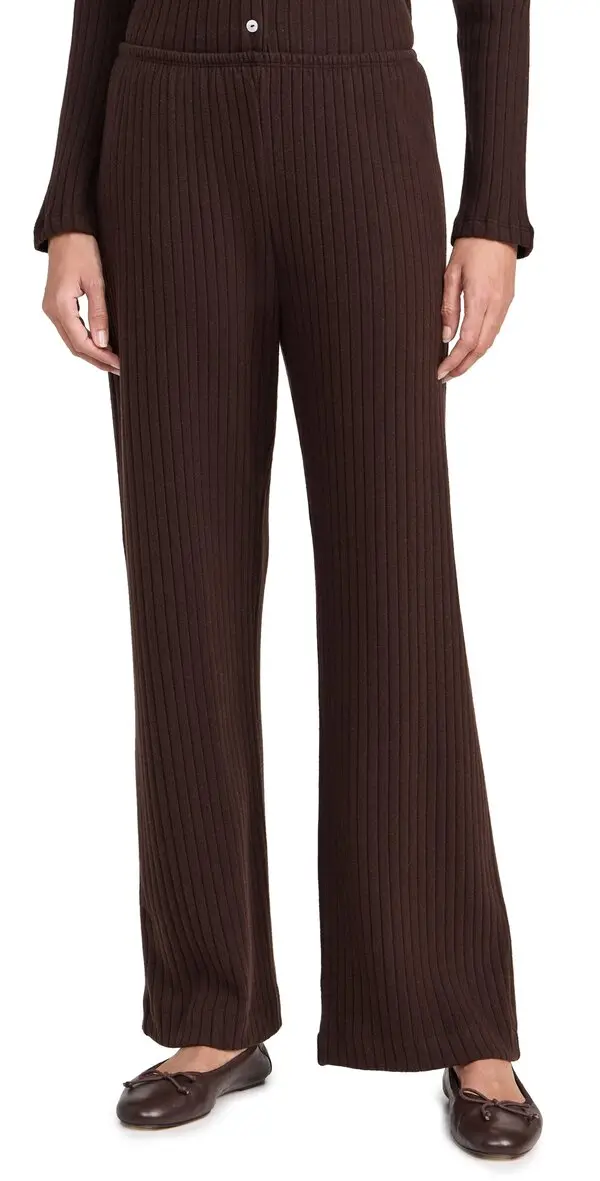Donni. The Sweater Rib Simple Pants - Espresso