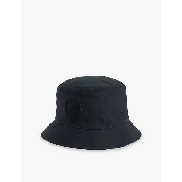 Stone Island Compass-Patch Cotton-Canvas Bucket Hat In Navy  display picture 1