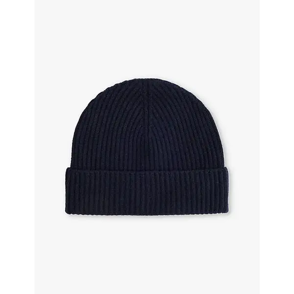 Johnstons Of Elgin Ribbed Cashmere Beanie - Dark Navy