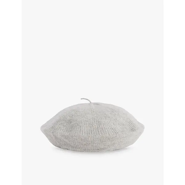 naked cashmere Gray Ribbed Knit Beret Mongolian Cashmere Beret in Heather Grey main image 4