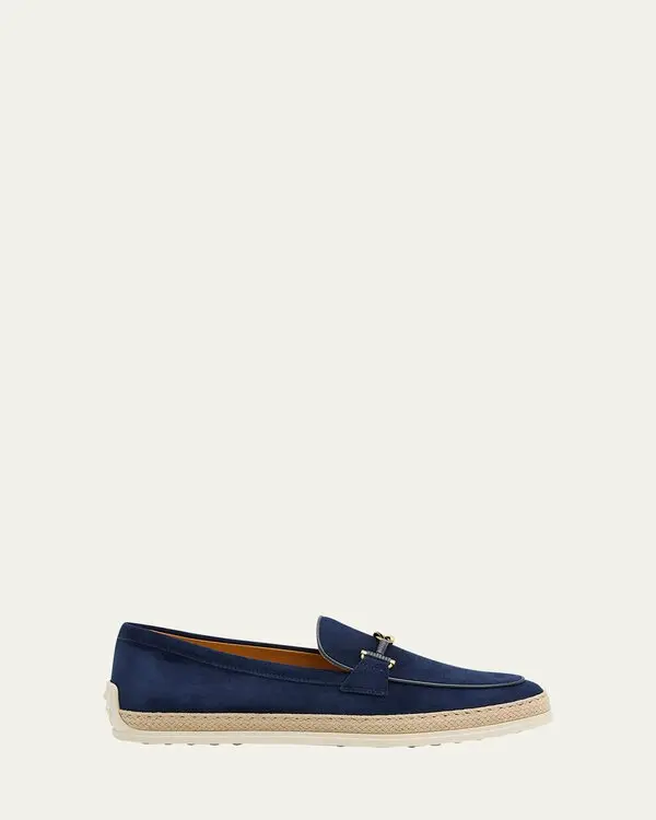 TOD'S Suede T-ring Espadrille Loafers - Blue