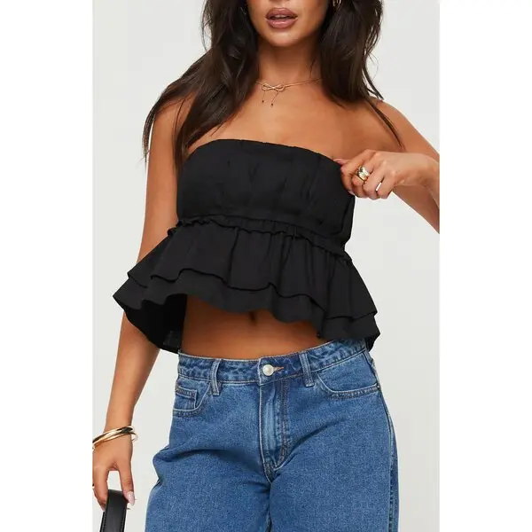 Princess Polly Ericka Strapless Peplum Top