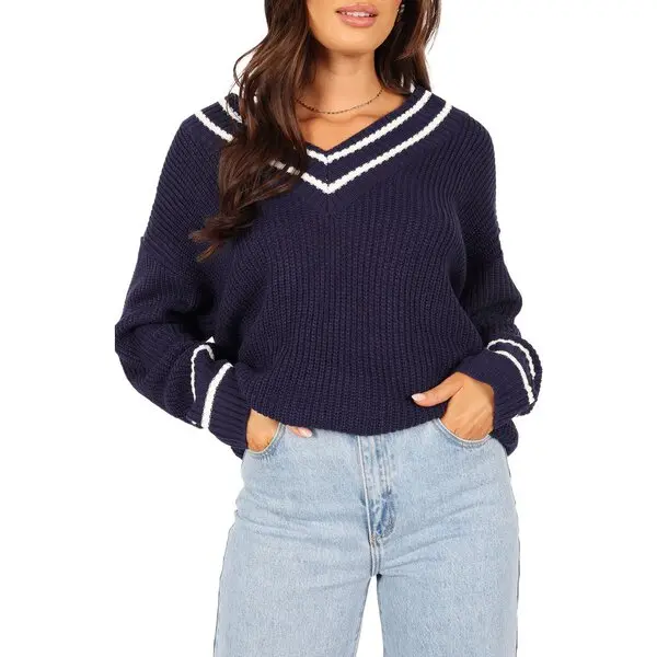 PETAL & PUP Leanna Striped Trim Sweater
