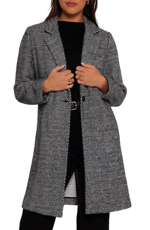 PETAL & PUP Nicoletta Herringbone Longline Coat