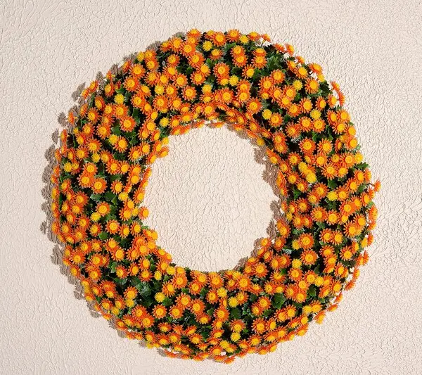 WICKER PARK As Is Harvest Faux Mum Wreath
