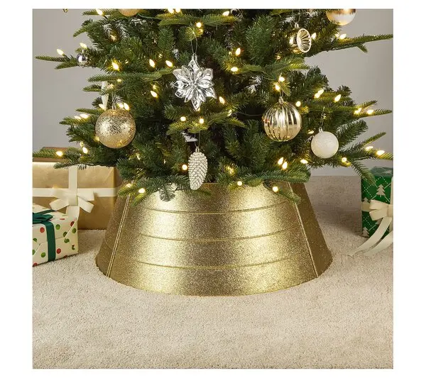 GLITZHOME 25.75'd Gold Metalic Glitter Christma S Tree Collar