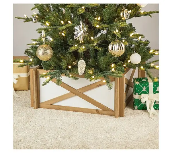 GLITZHOME 27.5'l Natural & White Wooden Tree Co Llar