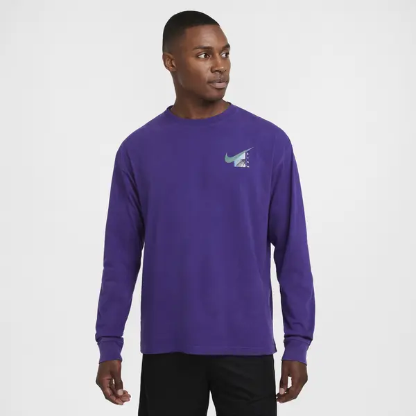 Nike Max90 Long-Sleeve Basketball T-Shirt In Purple 14% Off