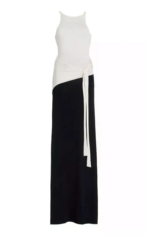 Sir. Emery Two-Tone Wrap-Effect Jersey Maxi Dress In Black - 60% Off |  Editorialist