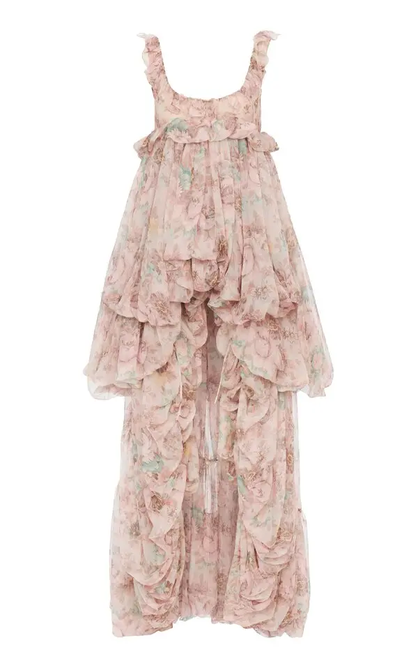 Chloé High-low Organic Silk Charmeuse Gown - Multi