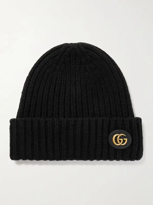 Gucci Victor Ribbed Wool And Cashmere-blend Beanie - Black