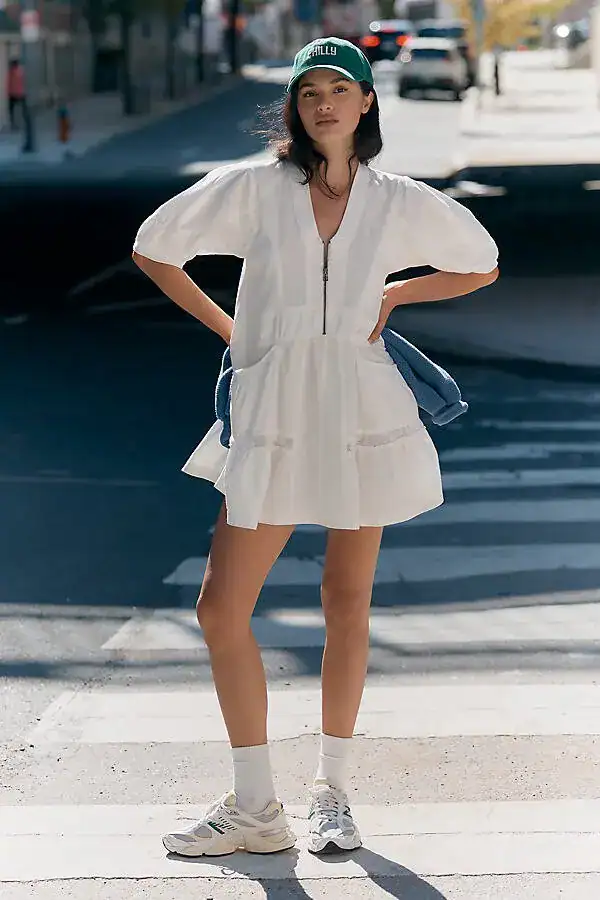 Relaxed Tiered Mini Dress - White