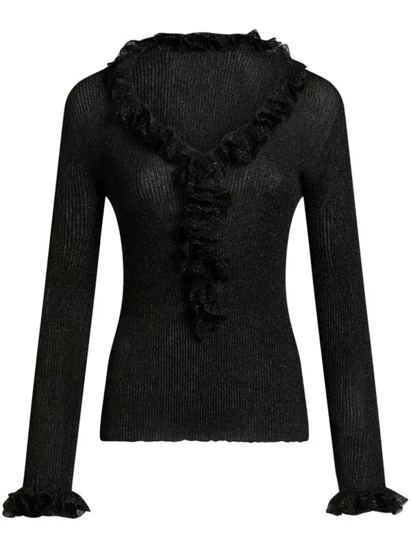 Etro Metallic Ruffled Jumper - Black