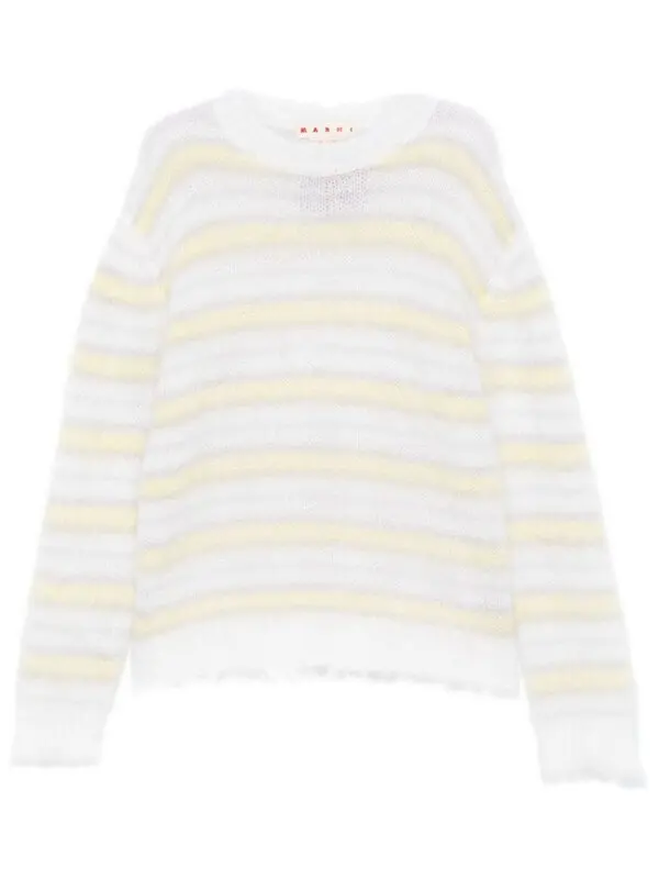 Marni Striped Mohair-blend Sweater - White