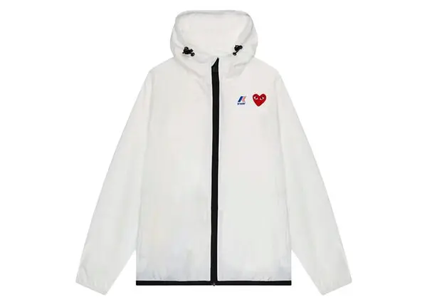 Play Comme Des Garcon X Kway Fullzip Packable Jacket - White