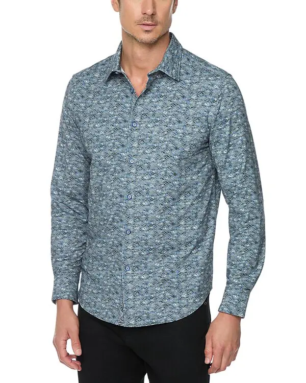 Robert Graham Claredon Printed Button Front Shirt - Grey