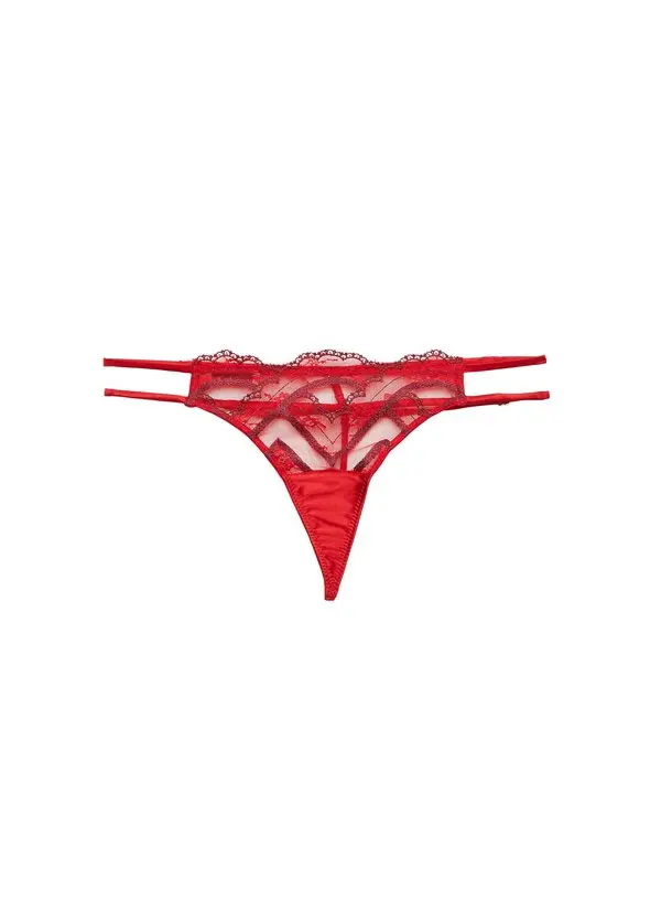 Fleur Du Mal Hendrix Embroidery V-string - Rouge