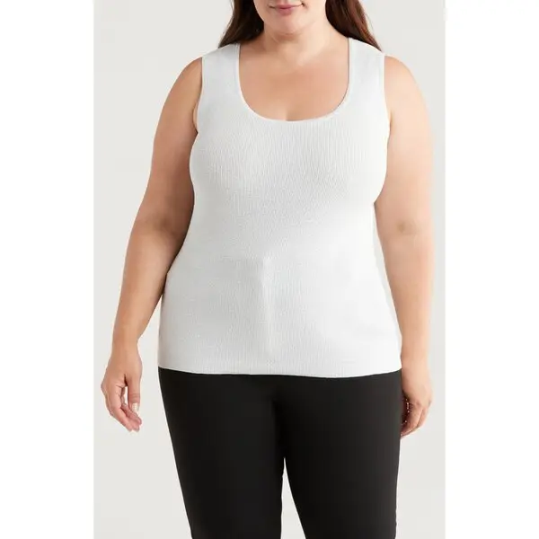 TAHARI ASL Metallic Sweater Tank - White