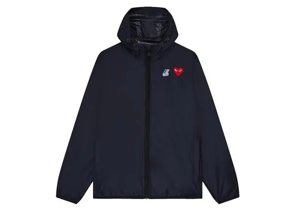 Play Comme Des Garcon X Kway Fullzip Packable Jacket - Navy Blue