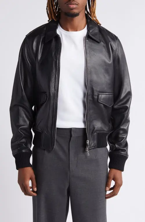 Officine GéNéRale Conan Grained Leather Jacket In Black - 40% Off