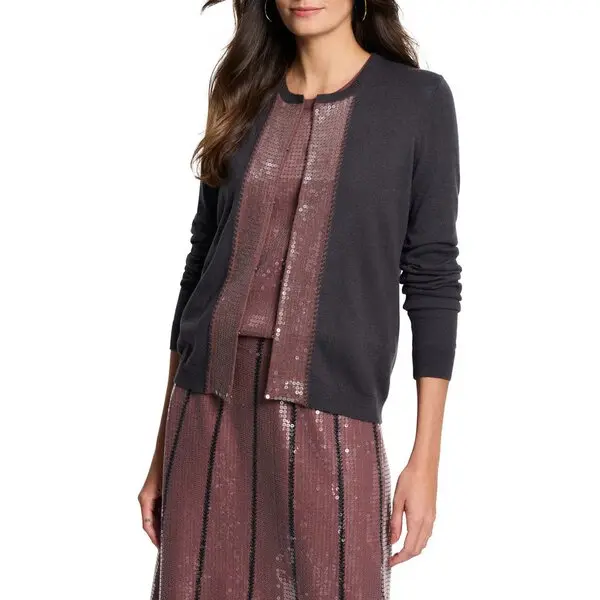 NIC+ZOE Sequin Trim Cardigan