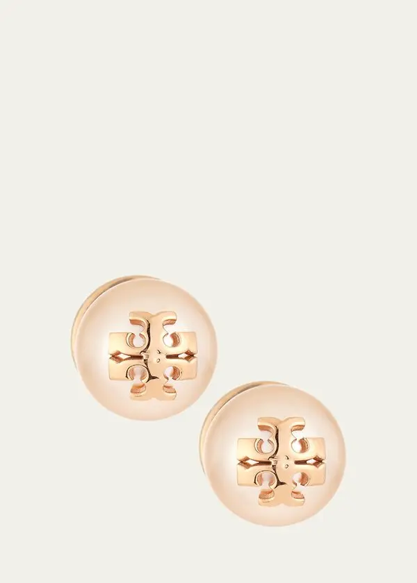 Tory Burch Pearly Logo Stud Earrings