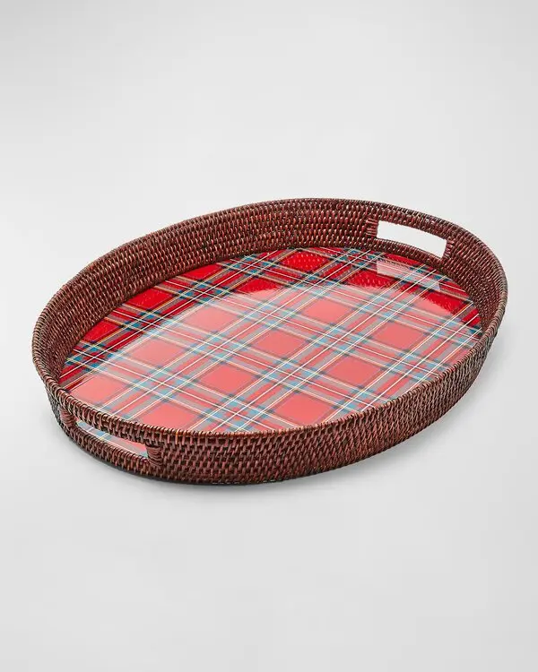 MACKENZIE-CHILDS Tartan Rattan Large Serving Tray