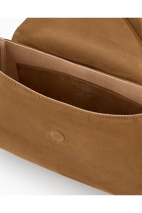 Giorgio Armani Small La Prima Soft Suede Handbag - Brown