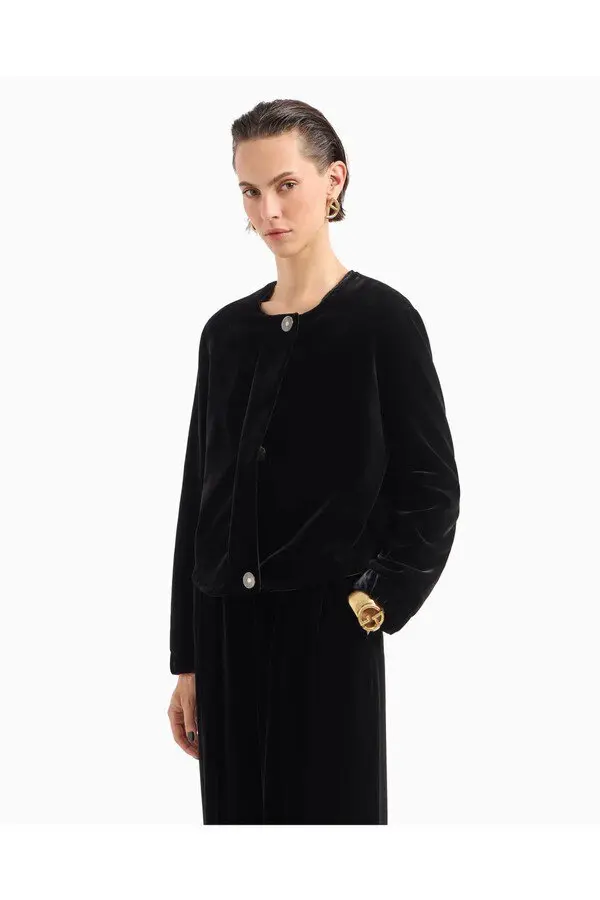 Giorgio Armani Velvet Short Jacket - Black