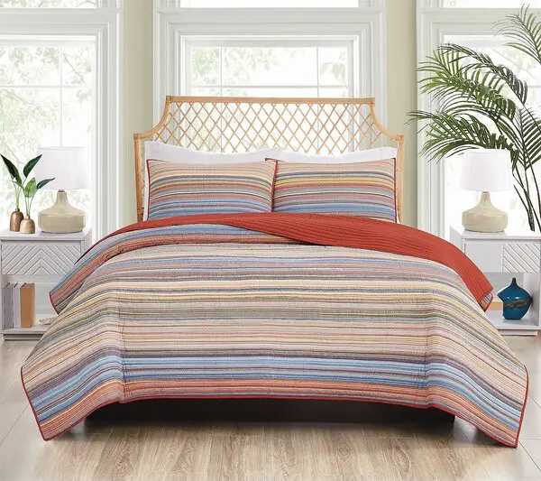 OCEANFRONT RESORT Naples Yarn Dye Stripe 3pc Ki Ng Quilt Set