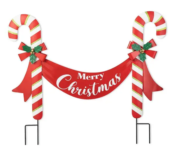 GLITZHOME 36'l Merry Christmas Candy Cane Garde N Stake