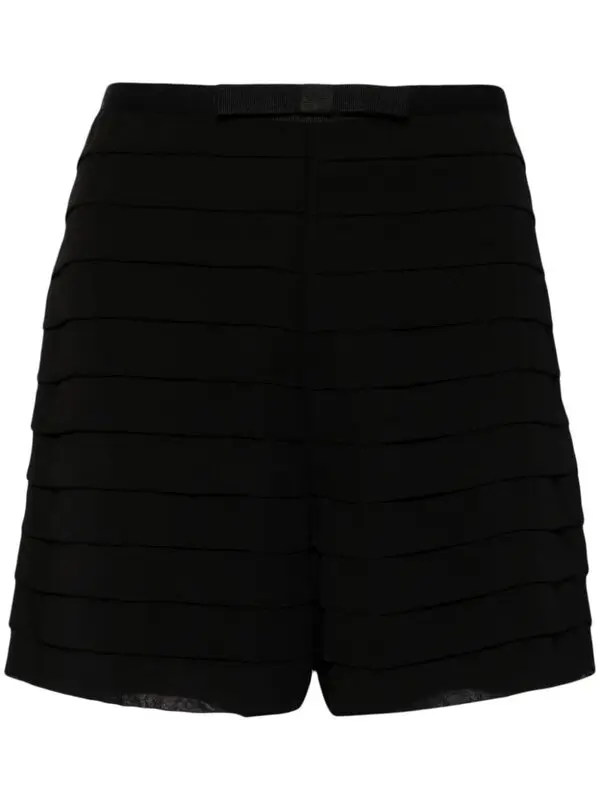 EDWARD ACHOUR PARIS Bow-detail Pleated Shorts - Black