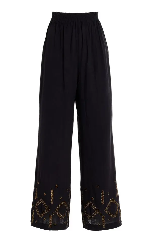 ALL THAT REMAINS Cleo Silk Wide-leg Pants